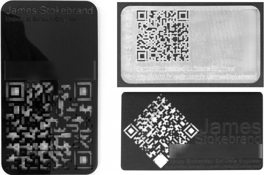 Scan this, DIY lasercut business cards with QR codes